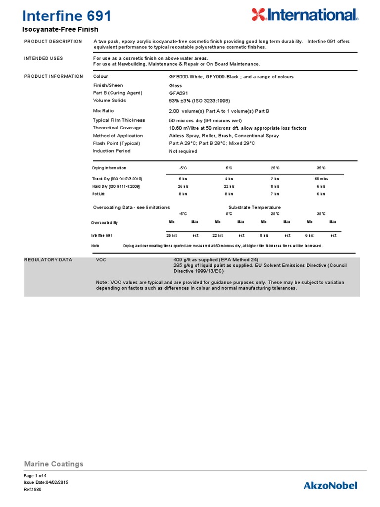 Interfine 691: Isocyanate-Free Finish