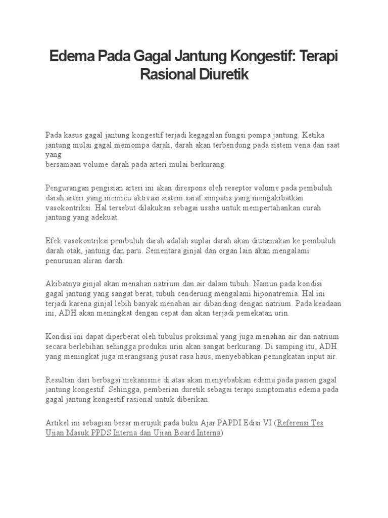 Edema Pada Gagal Jantung Kongestif | PDF