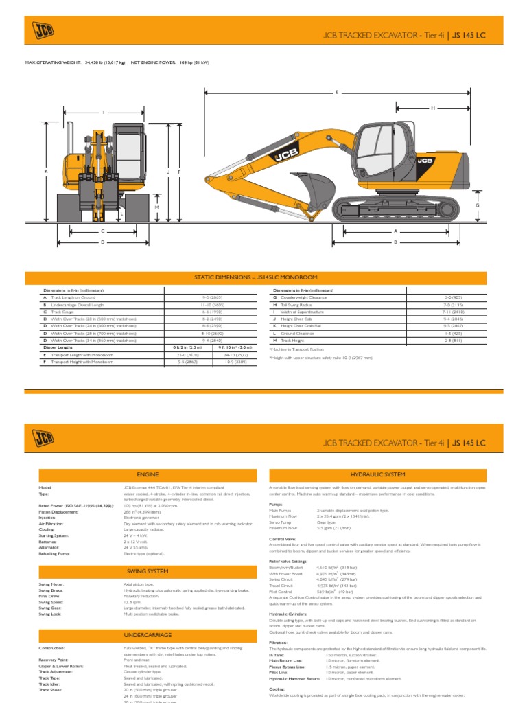 JCB Tracked Excavator - Js 145 LC JCB Tracked Excavator - Tier 4I - Js ...