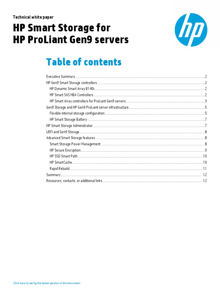 HP Smart Storage For HP Proliant Gen9 Servers: Technical White Paper ...