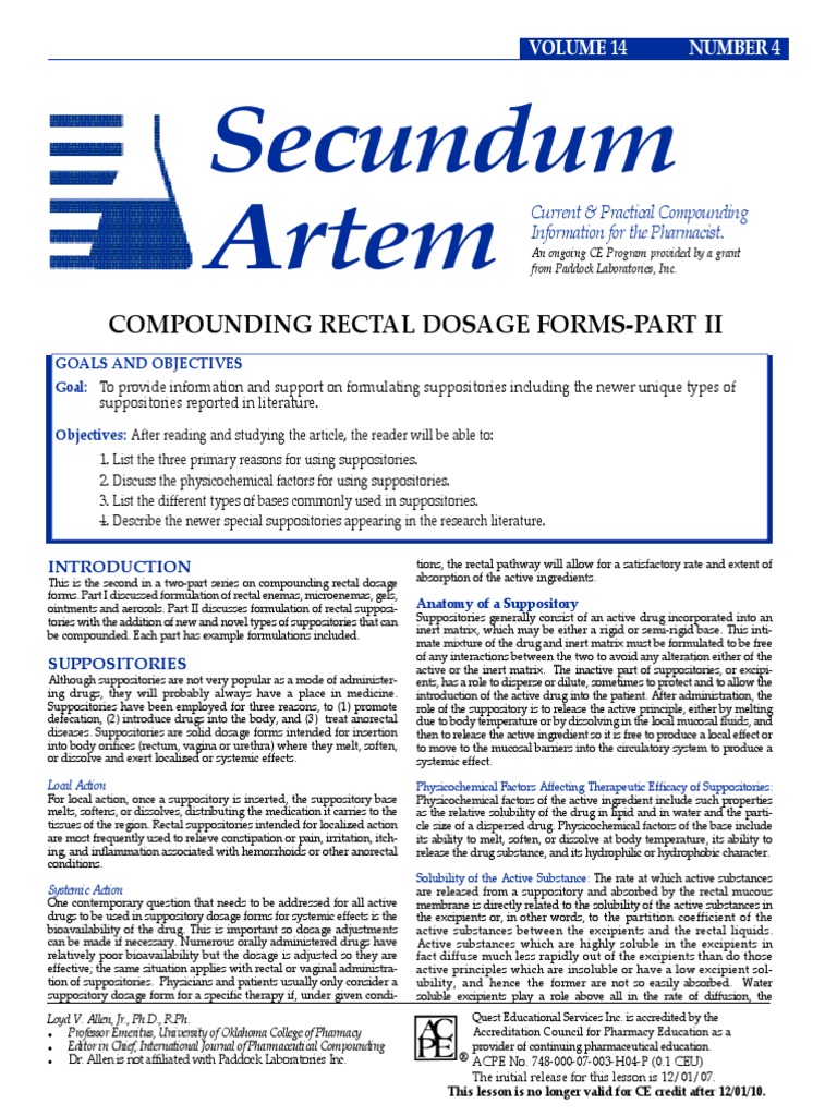 Compounding Rectal Dosage Forms - Part 2 PDF | PDF | Polyethylene ...