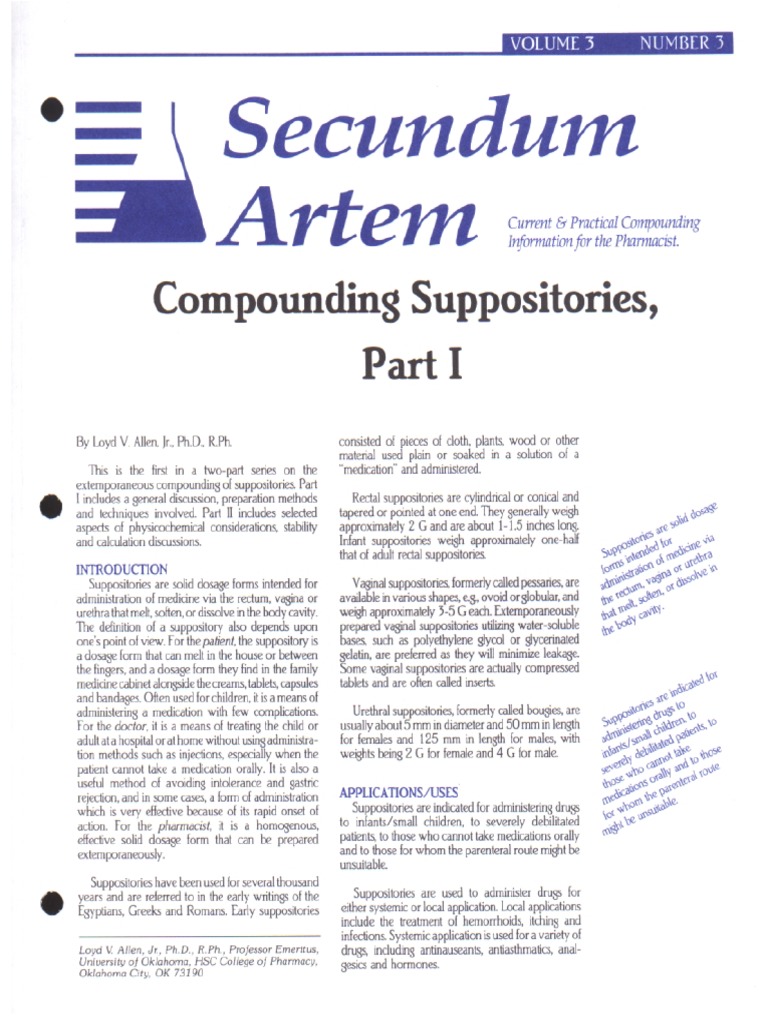 Compounding Suppositories - Part 1 | PDF