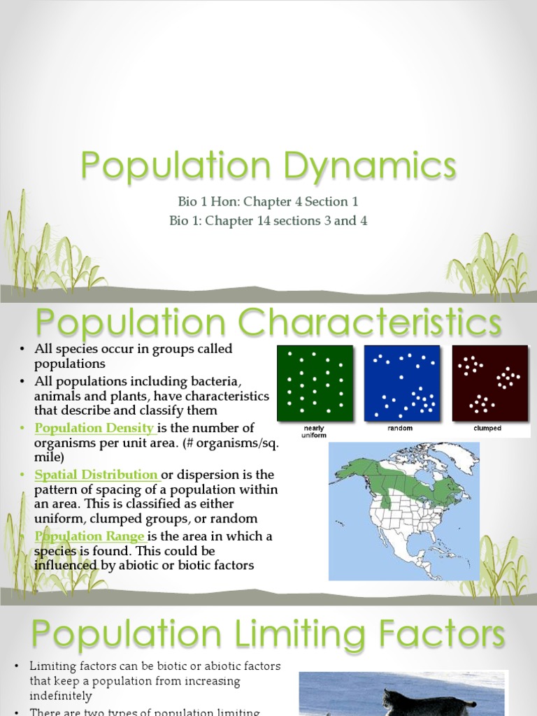 Population Dynamics: Bio 1 Hon: Chapter 4 Section 1 Bio 1: Chapter 14 ...