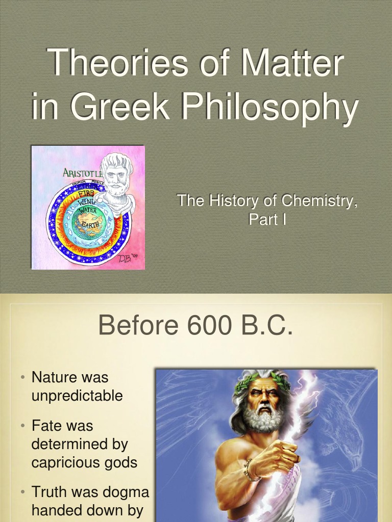 Theories of Matter in Greek Philosophy: The History of Chemistry | PDF ...