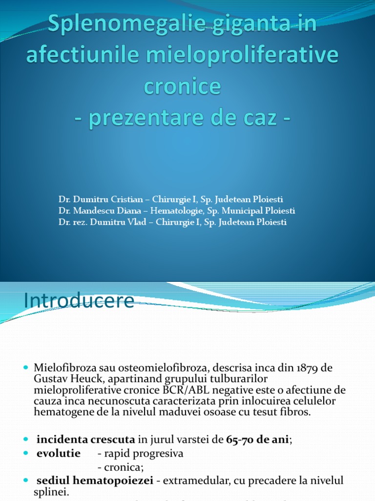 Splenomegalia Giganta in Afectiunile Mieloproliferative Cronice | PDF