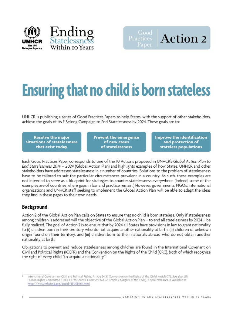 Ensuring That No Child Is Born Stateless: Action 2 | PDF | Nationality ...