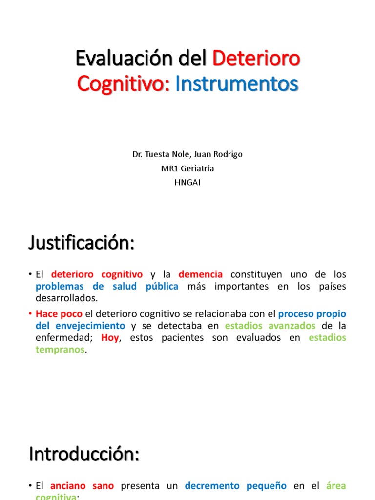 evaluación del deterioro cognitivo | Memoria | Diagnostico medico