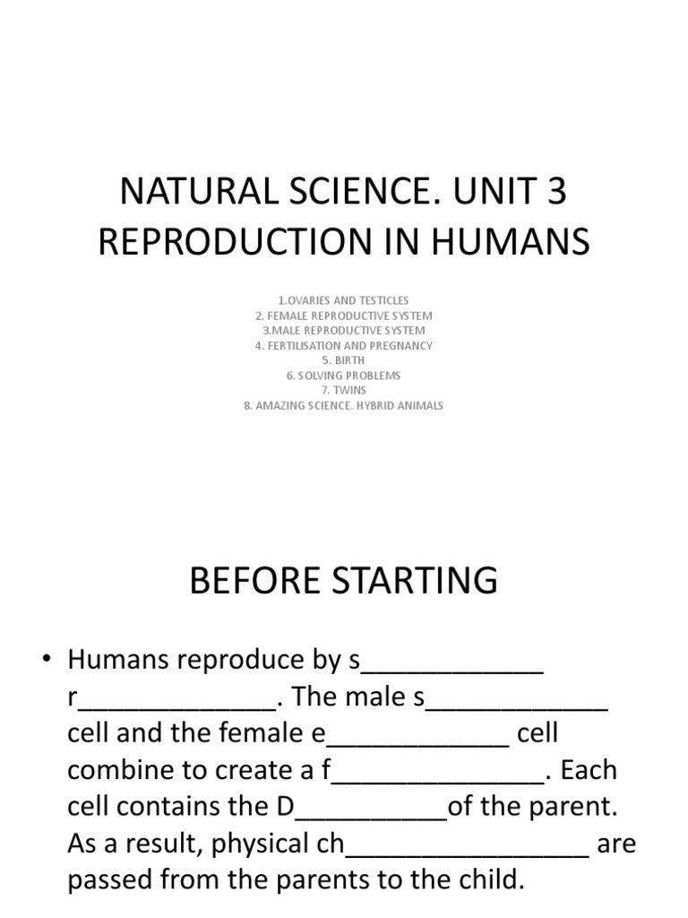 Natural Science. Unit 3 Reproduction in Humans | Download Free PDF ...