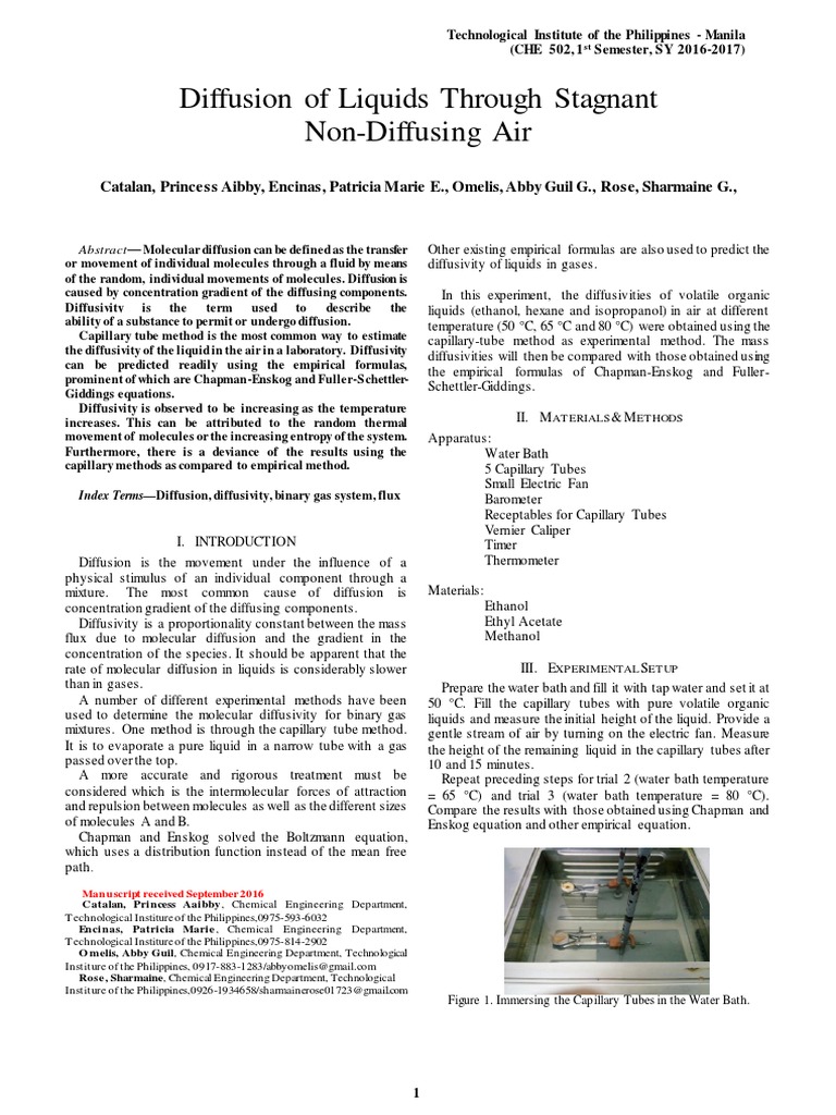 Experiment No.1 (Difussion) FINAL | PDF | Diffusion | P Value