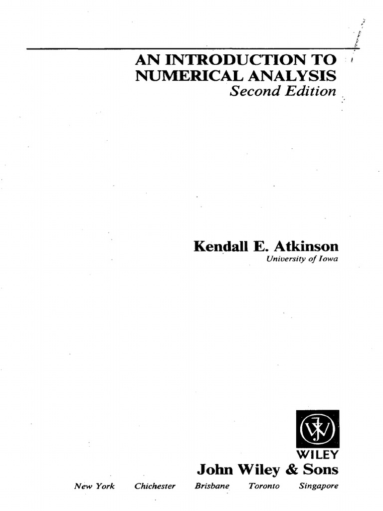 An Introduction To Numerical Analysis: Second Edition | PDF | Numerical Analysis | Eigenvalues ...