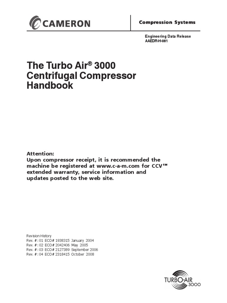 Cameron Handbook - TA3000 Product Manual Rev 4 | Turbocharger | Lubricant
