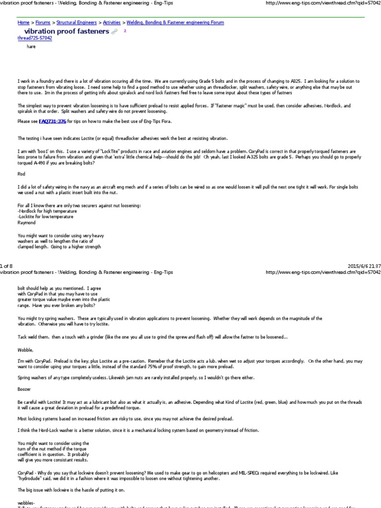 Vibration Proof Fasteners - Welding, Bonding & Fastener Engineering ...