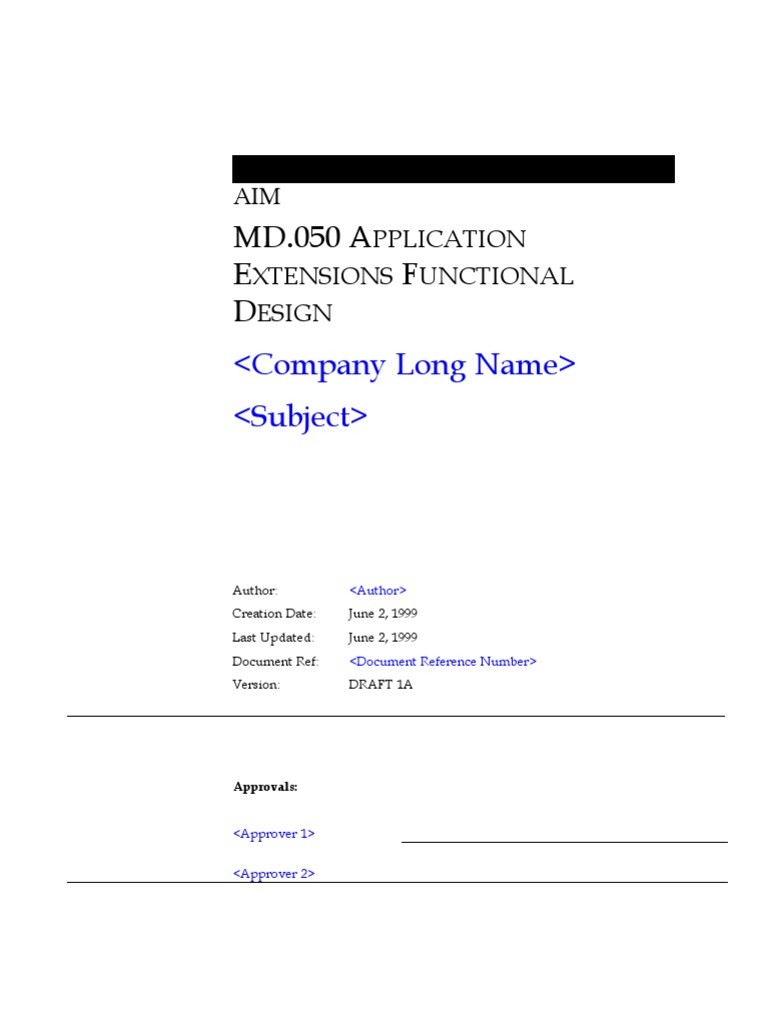 MD.050 Application Extensions Functional Design: Topical Essay and ...
