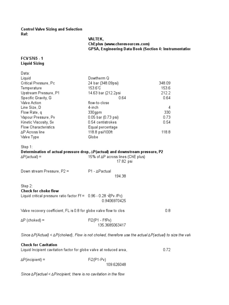 Control Valve Analysis1 | PDF | Reynolds Number | Fluid Dynamics