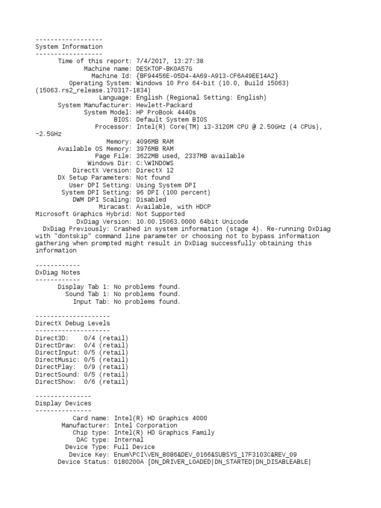 DX Diag | PDF | Device Driver | Computer Engineering