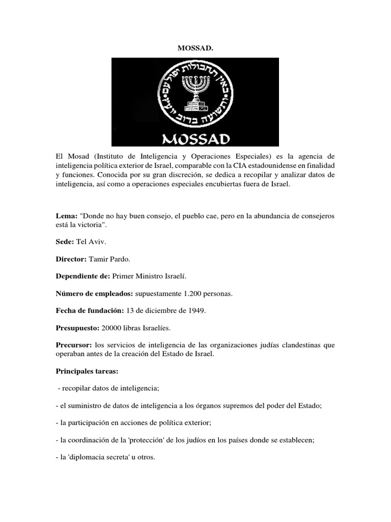 Mossad | PDF | Mossad | Seguridad internacional