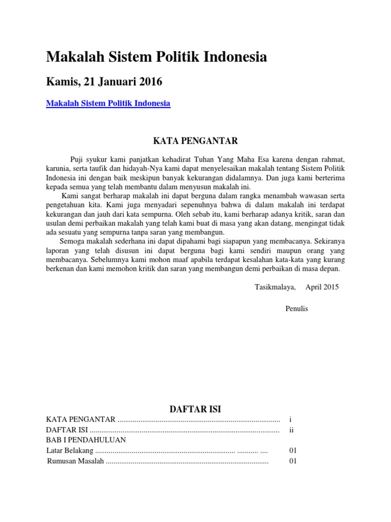 Makalah Sistem Politik Indonesia Pdf 