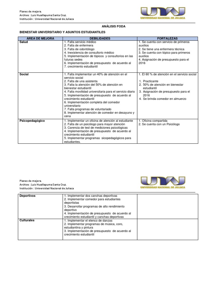 Plan de Mejora - Ejemplo | PDF | Enfermería | Bienestar
