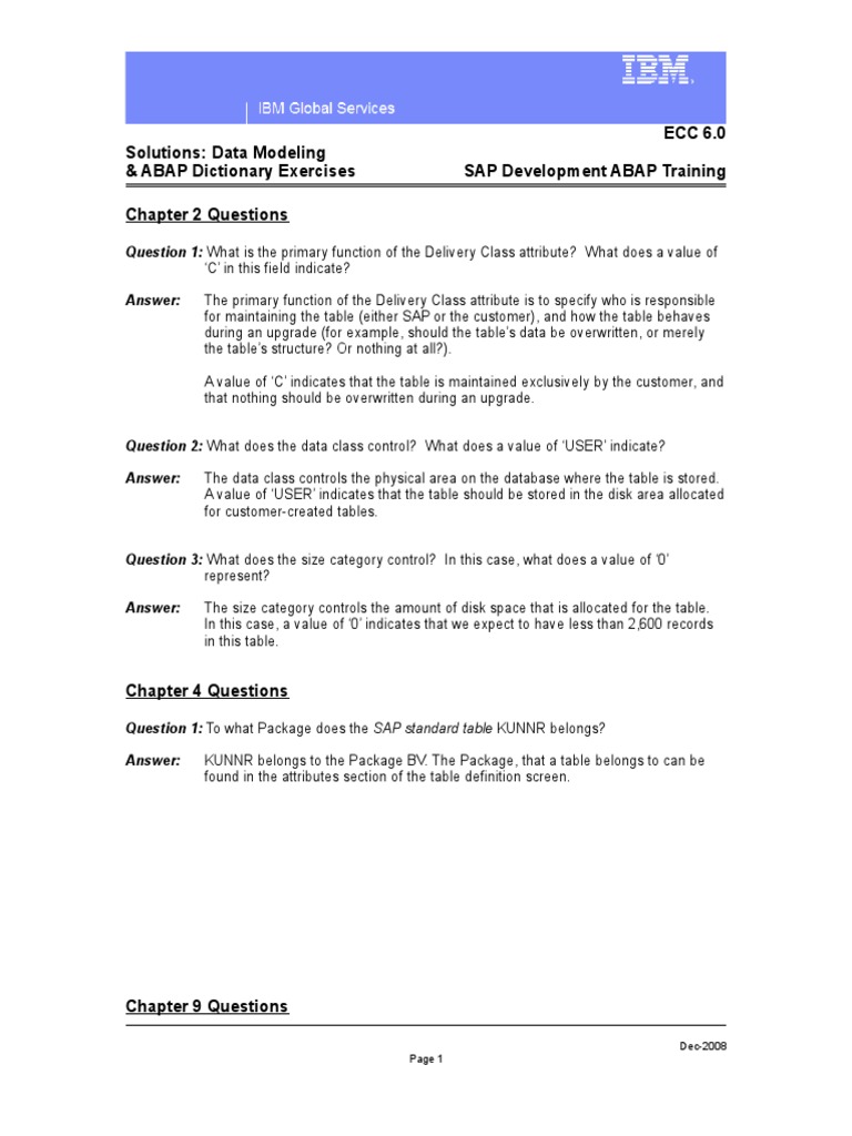 ECC 6.0 Solutions: Data Modeling & ABAP Dictionary Exercises SAP ... ECC 6.0 Solutions: Data Modeling & ABAP Dictionary Exercises SAP ...