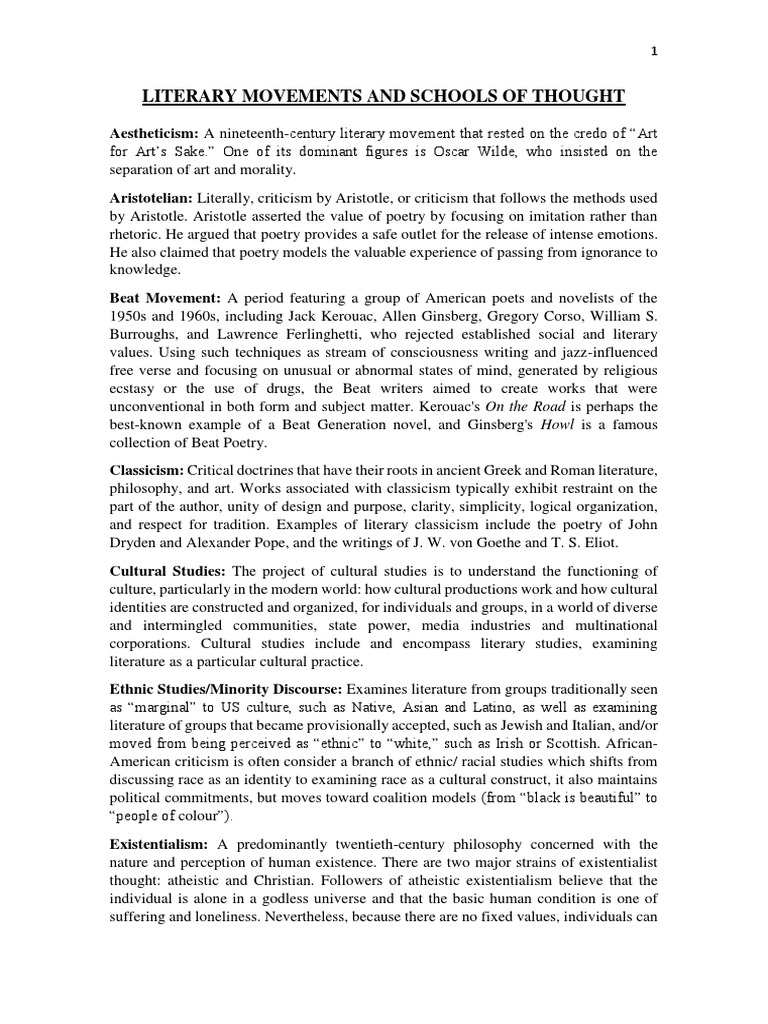 Literary Movements and Schools of Thought | PDF | Beat Generation ...