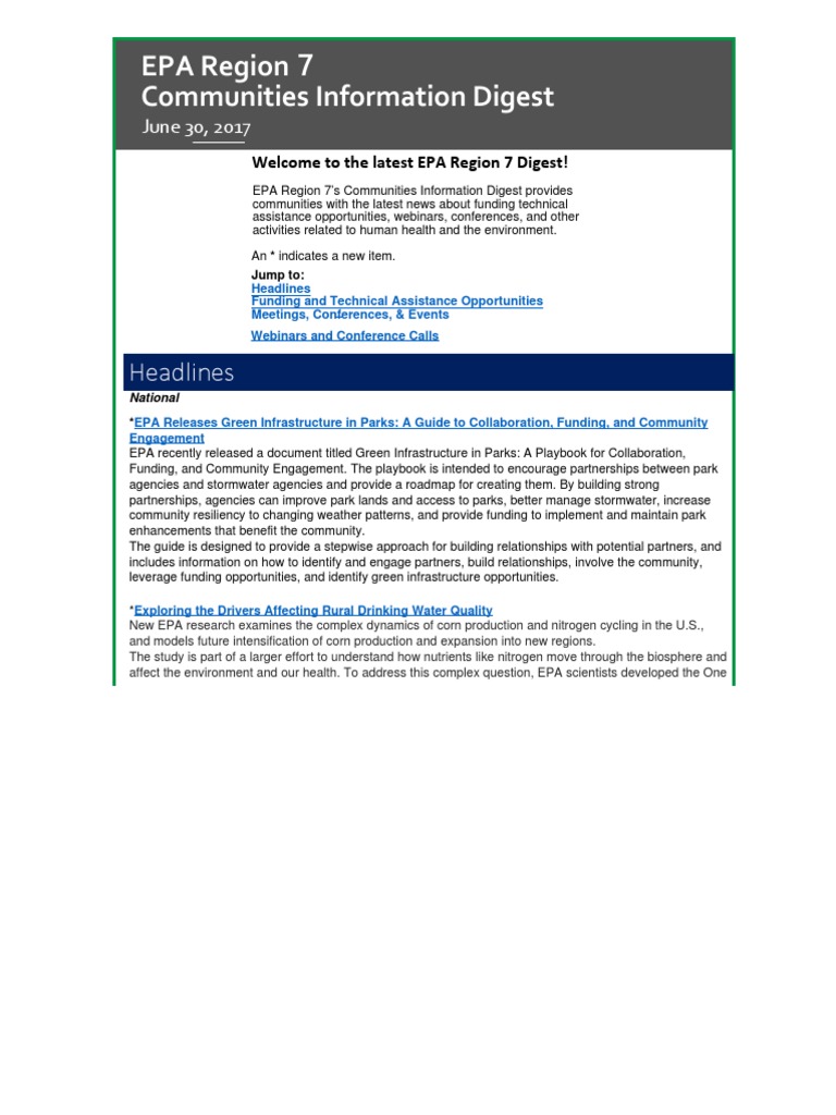 EPA Region 7 Communities Information Digest - June 30 2017 | Air ...