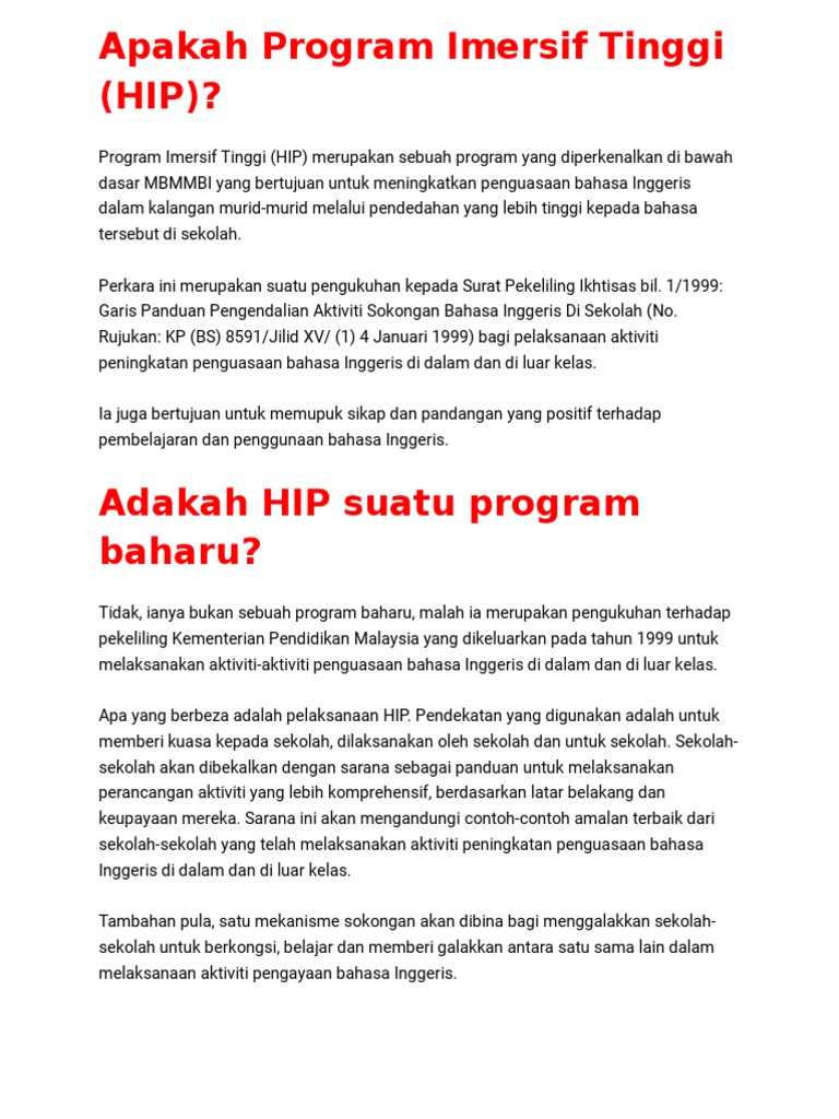 Apakah Program Imersif Tinggi | PDF