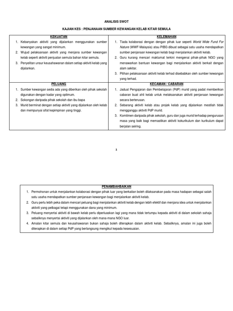 Analisis Swot Kajian Kes | PDF