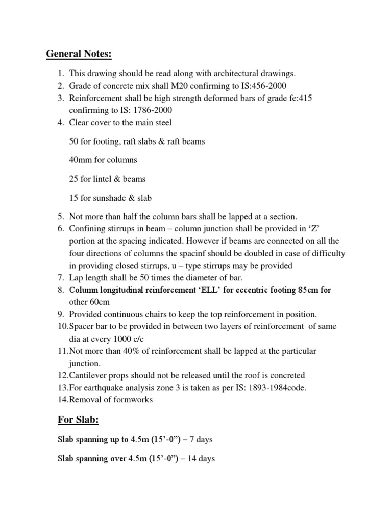 Construction - General Notes | PDF