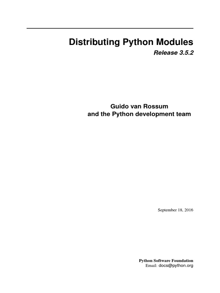 Distributing Python Modules: Release 3.5.2 | PDF | Parameter (Computer ...