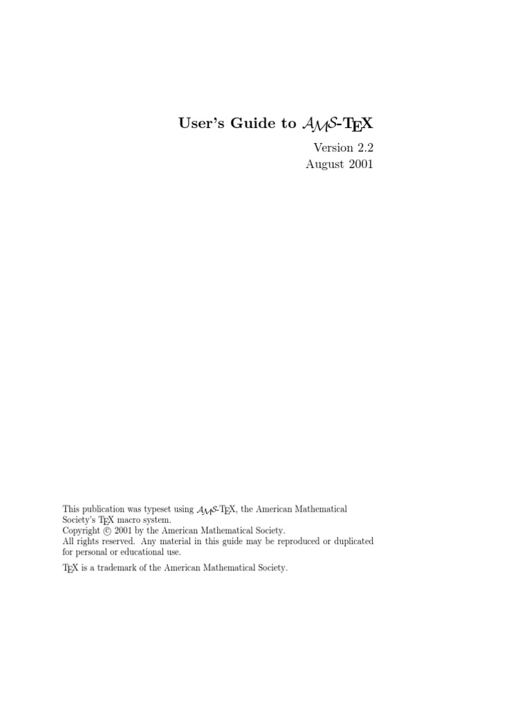 User's Guide To: Ams-Tex | PDF | Te X | Typefaces