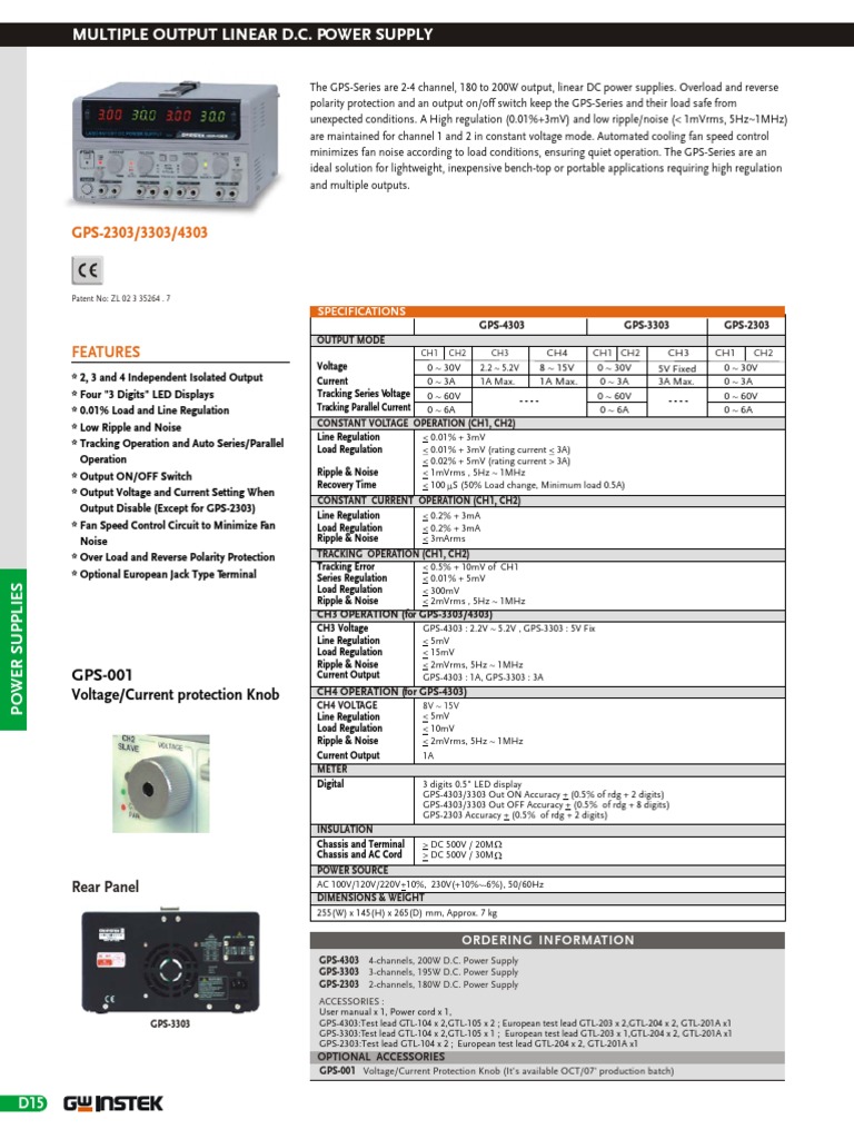 GPS-4303 Fuente de Poder | PDF | Power Supply | Direct Current