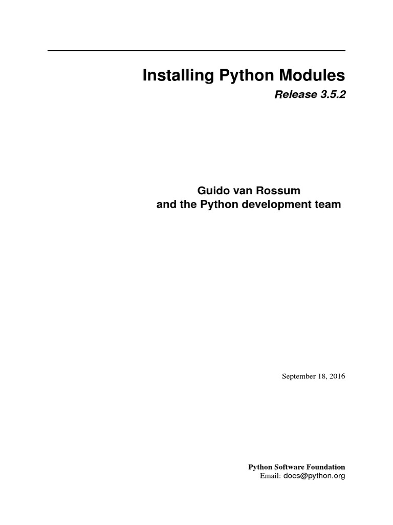 Installing Python Modules: Release 3.5.2 | PDF | Parameter (Computer Programming) | Python ...