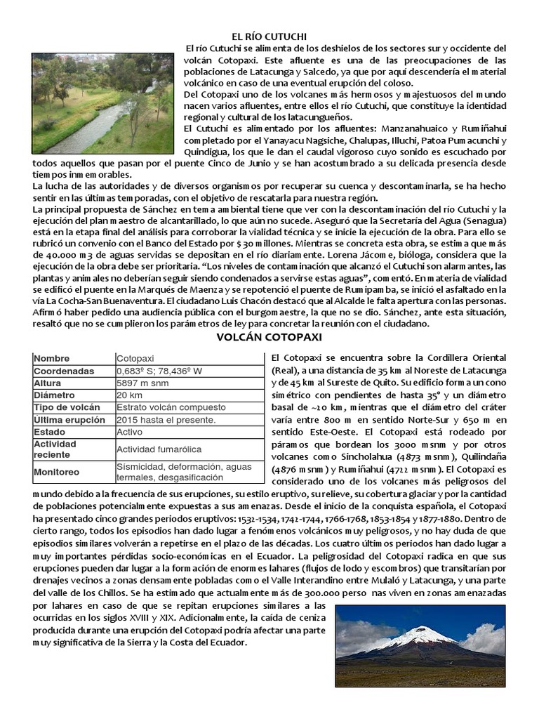 El Río Cutuchi | PDF | Volcán | Vulcanología