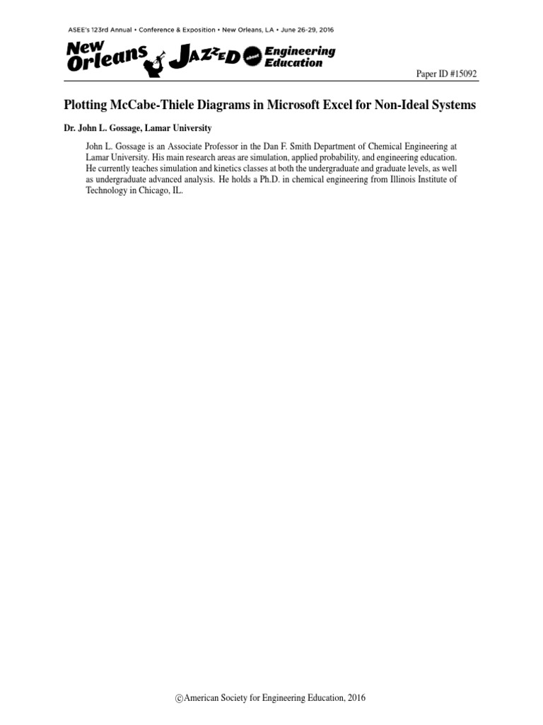 FINAL McCabe-Thiele Paper For Nonideal ASEE FORMAT | PDF | Microsoft ...