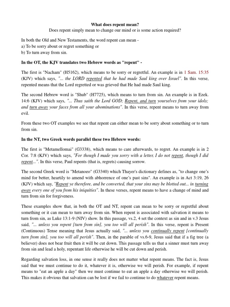 What Does Repent Mean? | PDF | Repentance | Sin