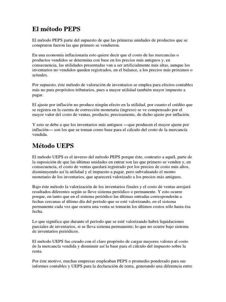El Método PEPS | PDF | Inflación | Contabilidad