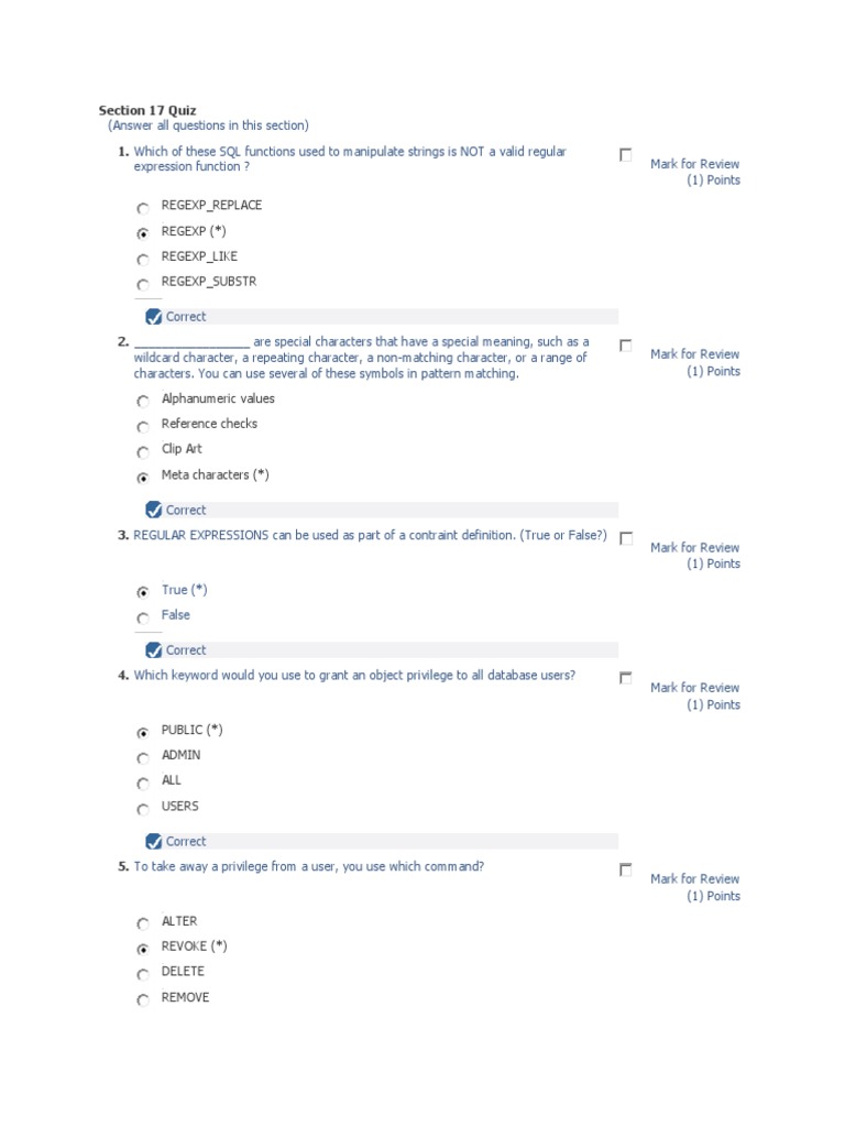 Quiz DP 17 | PDF | Database Index | Databases