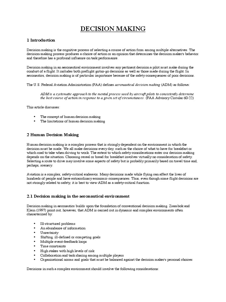 Decision Making | PDF | Situation Awareness | Decision Making