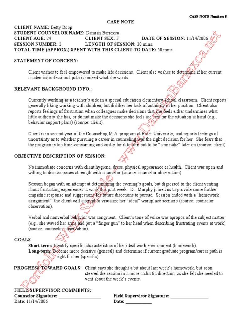 Counseling Case Notes A PDF | PDF | Nonverbal Communication | Empathy
