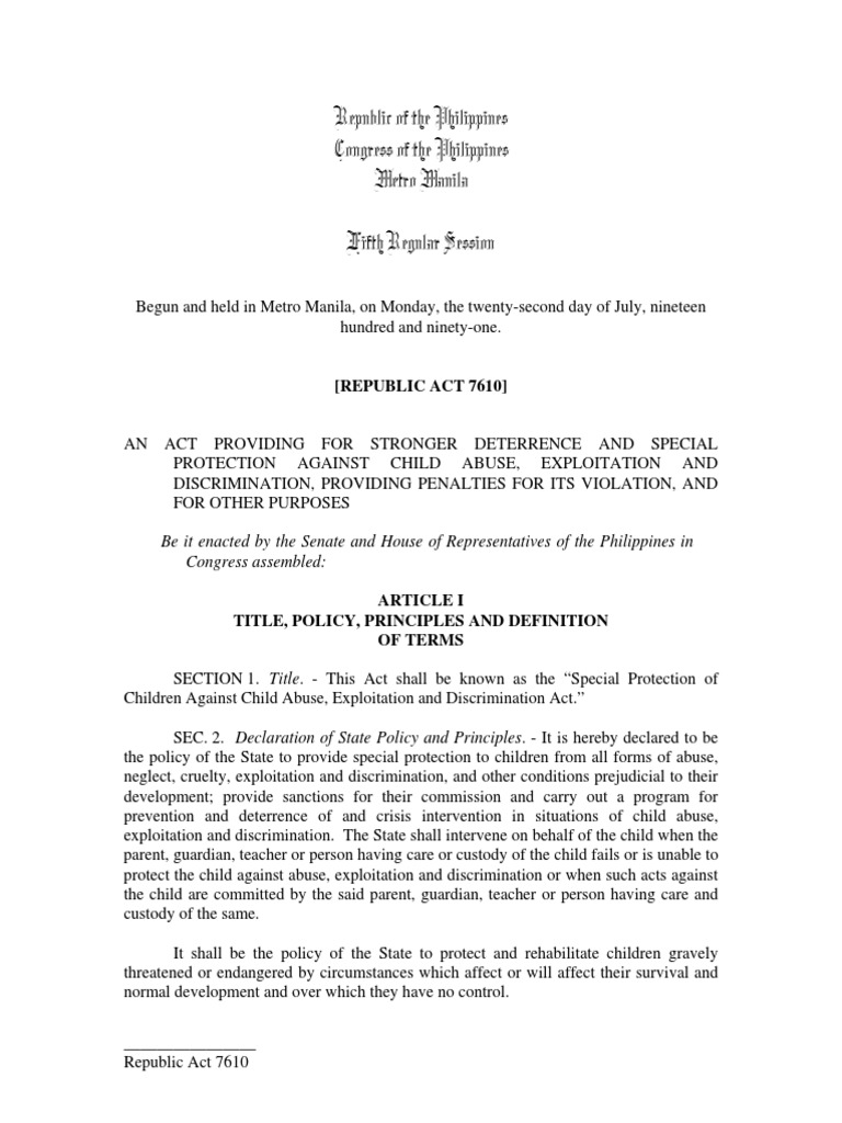 Ra 7610 | PDF | Obscenity | Human Trafficking