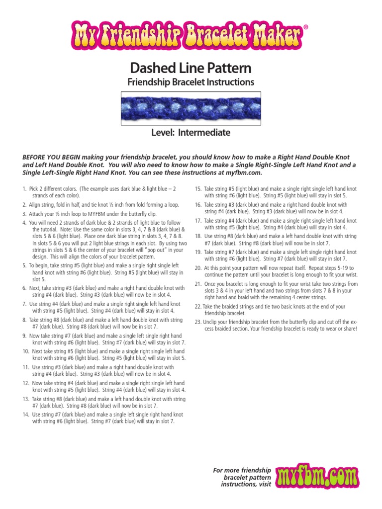 Friendship Bracelet Dashed Line Pattern by MyFBM | PDF | Knot | Leisure