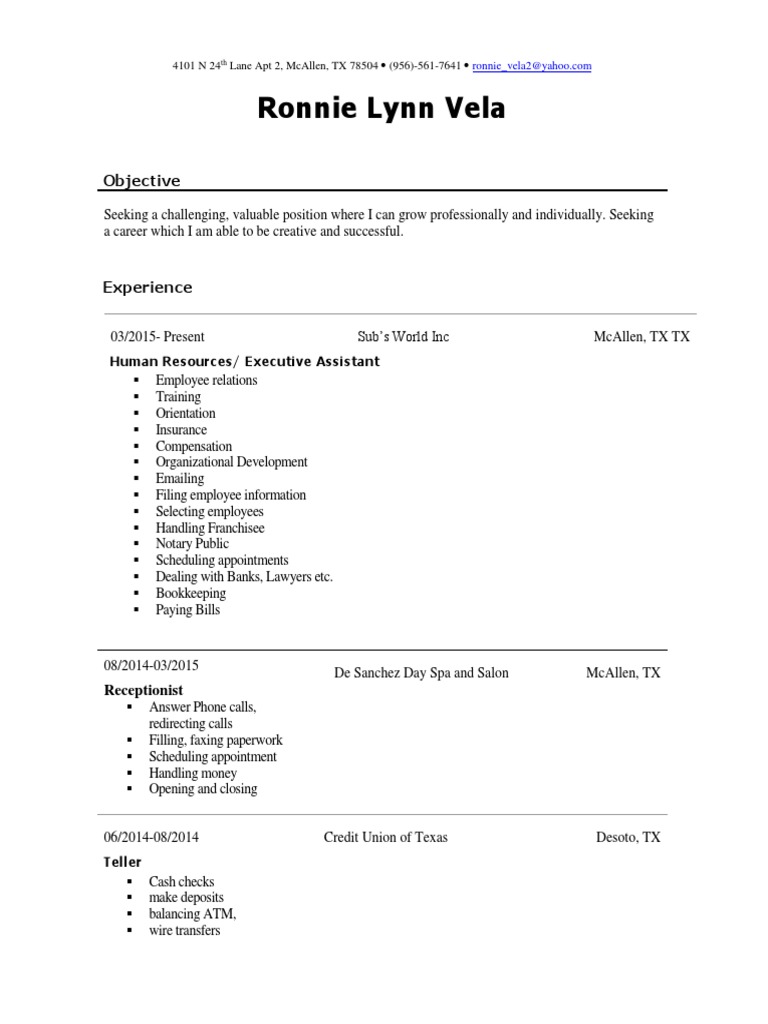 Ronnie Vela's Professional Resume | PDF | Credit Card | Bookkeeping