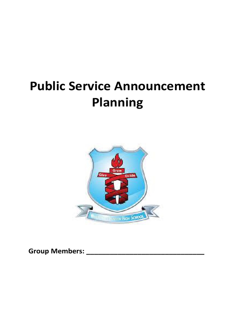 Public Service Annoucment Planning | PDF