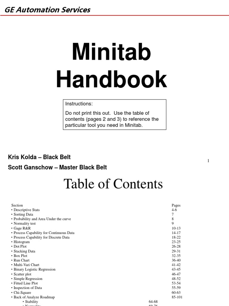 Minitab Handbook for Statistical Analysis | PDF | Percentile ...