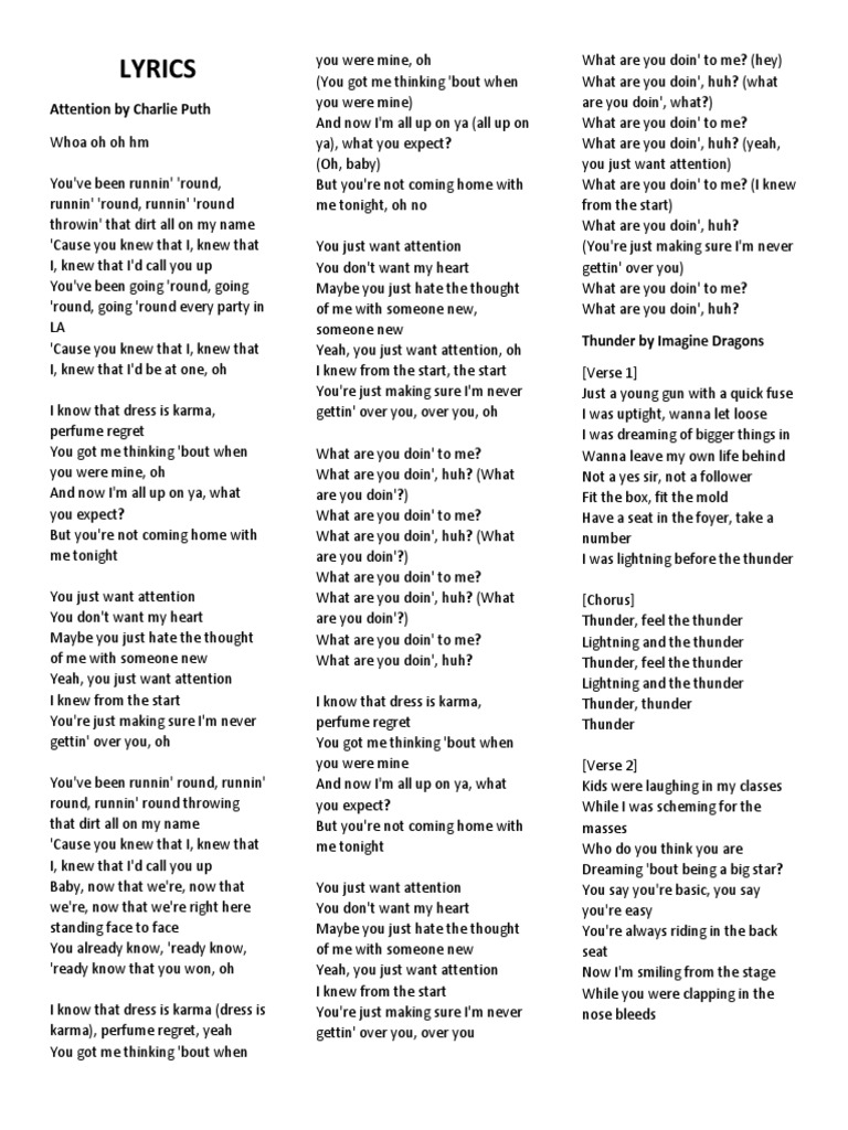 LYRICS | PDF | Song Structure | Songs