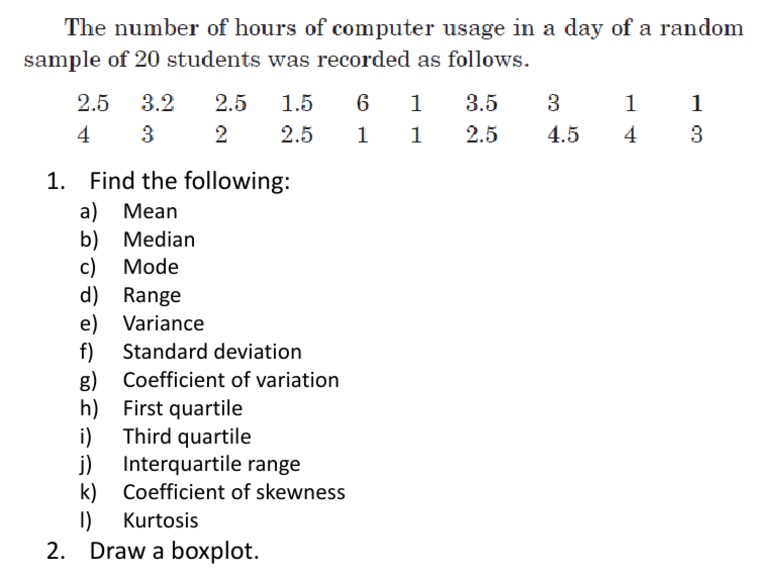 Calculating Descriptive Statistics and Creating a Boxplot to Analyze a Data Set | PDF