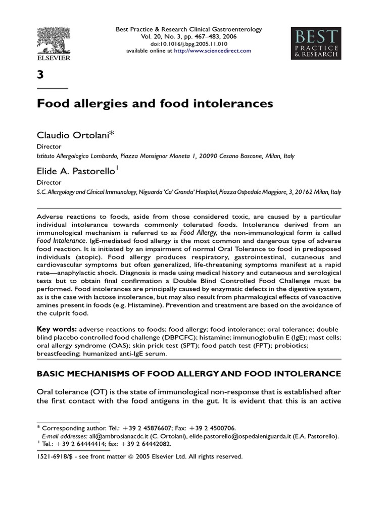 Food Allergies and Food Intolerances | PDF | Food Intolerance | Allergy