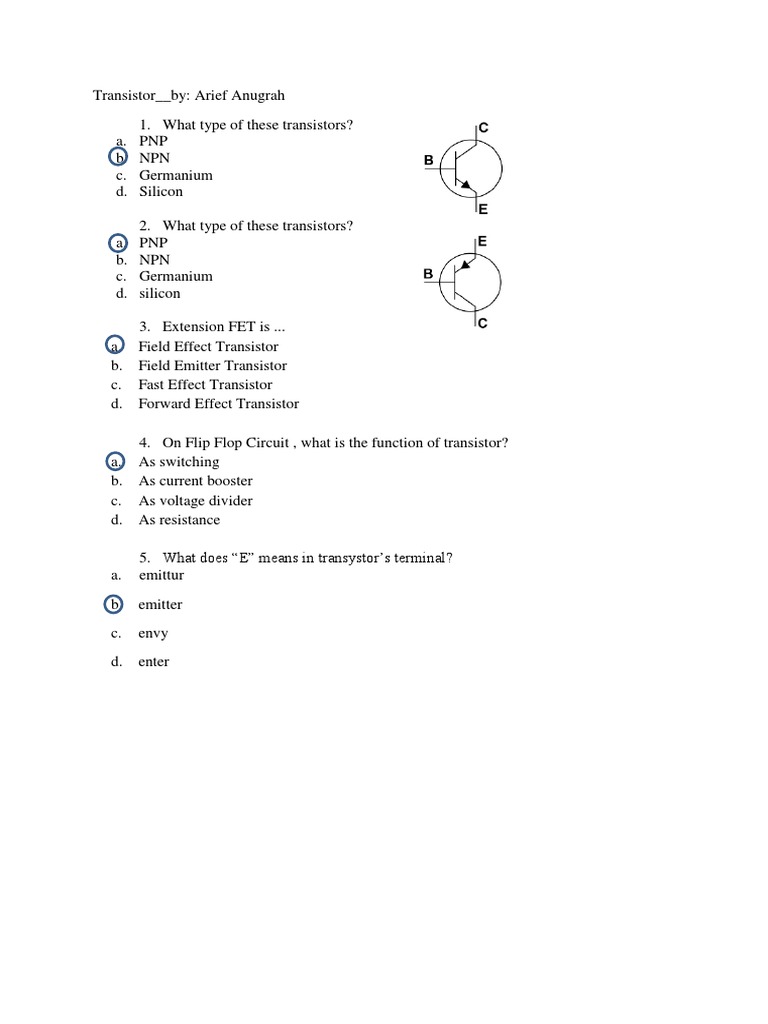Types and Functions of Transistors | PDF