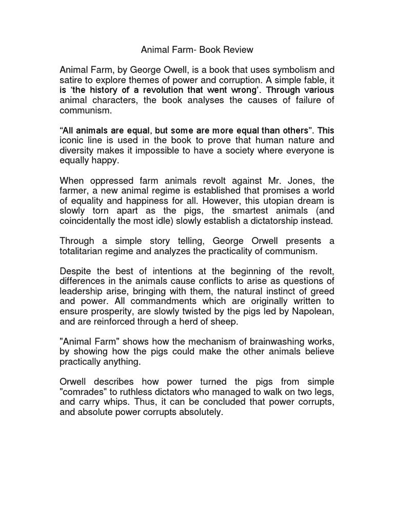 Animal Farm - Book Review | PDF