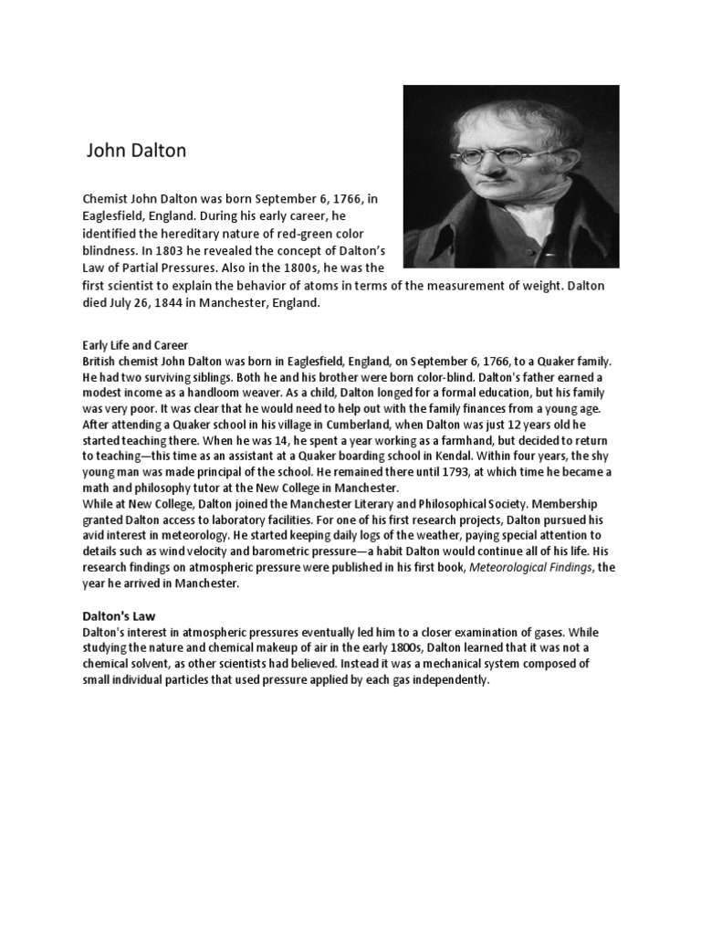 John Dalton | PDF | Physical Sciences | Chemistry